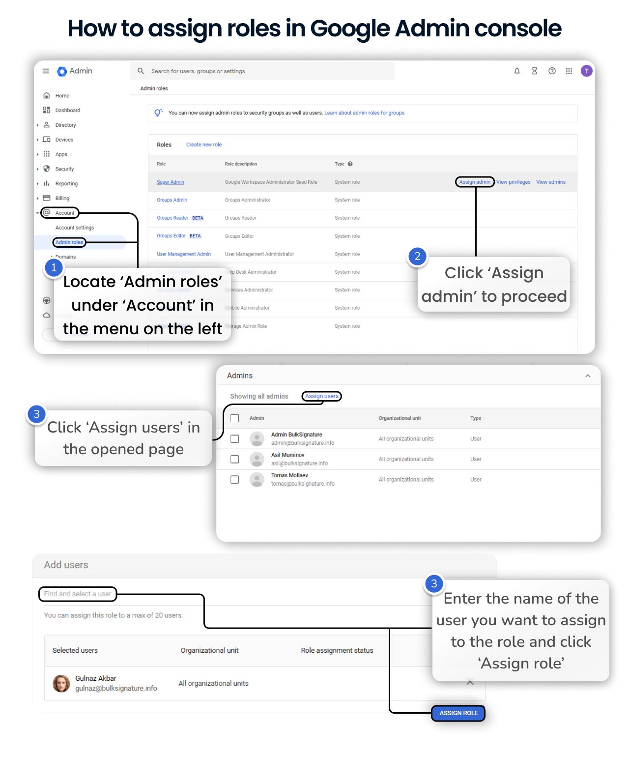 How to Set Admin Roles in Google Admin Console in 2024 - BulkSignature
